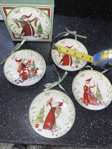MWW Market Enchanted Santa 4.5" Mini Plate Set 4pc Christmas Susan ...