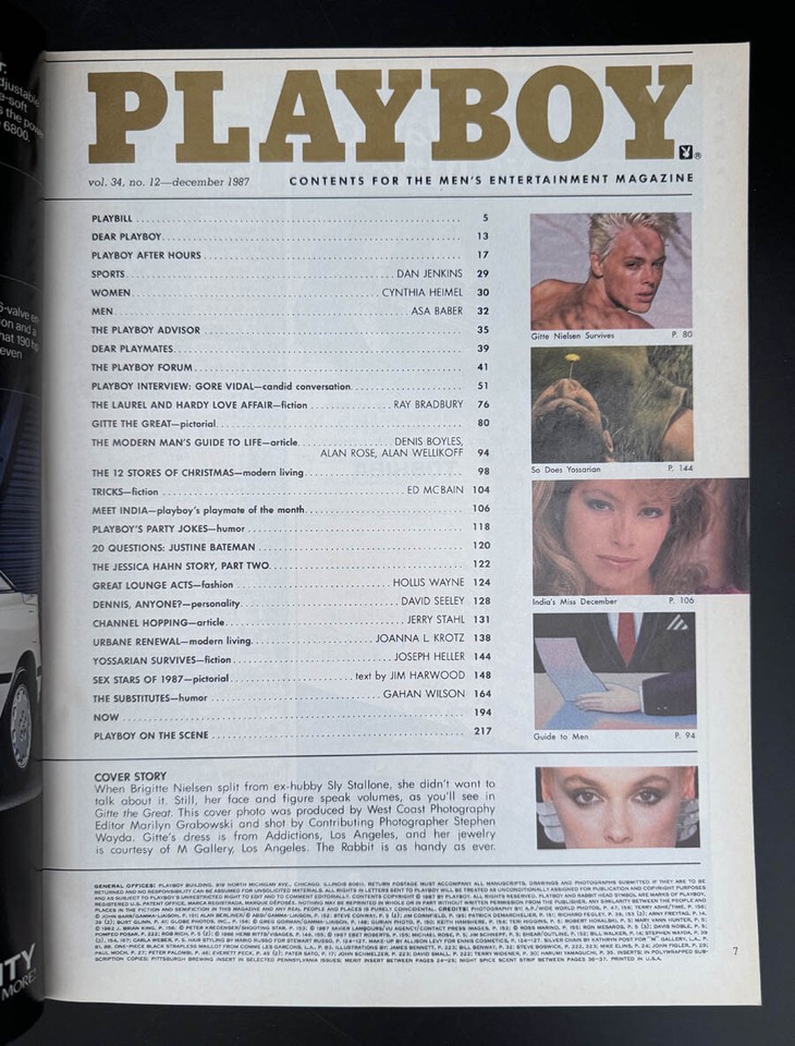India Allen SIGNED December 1987 Playboy Magazine PSA/DNA AUTOGRAPHED ...