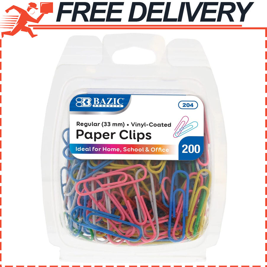 BAZIC No 1 Regular Color Paper Clips 33 Mm Assorted 200 per Pack for ...