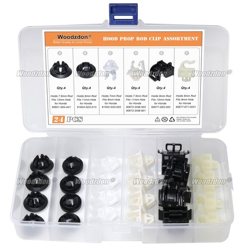 24pcs Car Support Hood Prop Rod Holder Clips & Grommet Assortment Kit ...