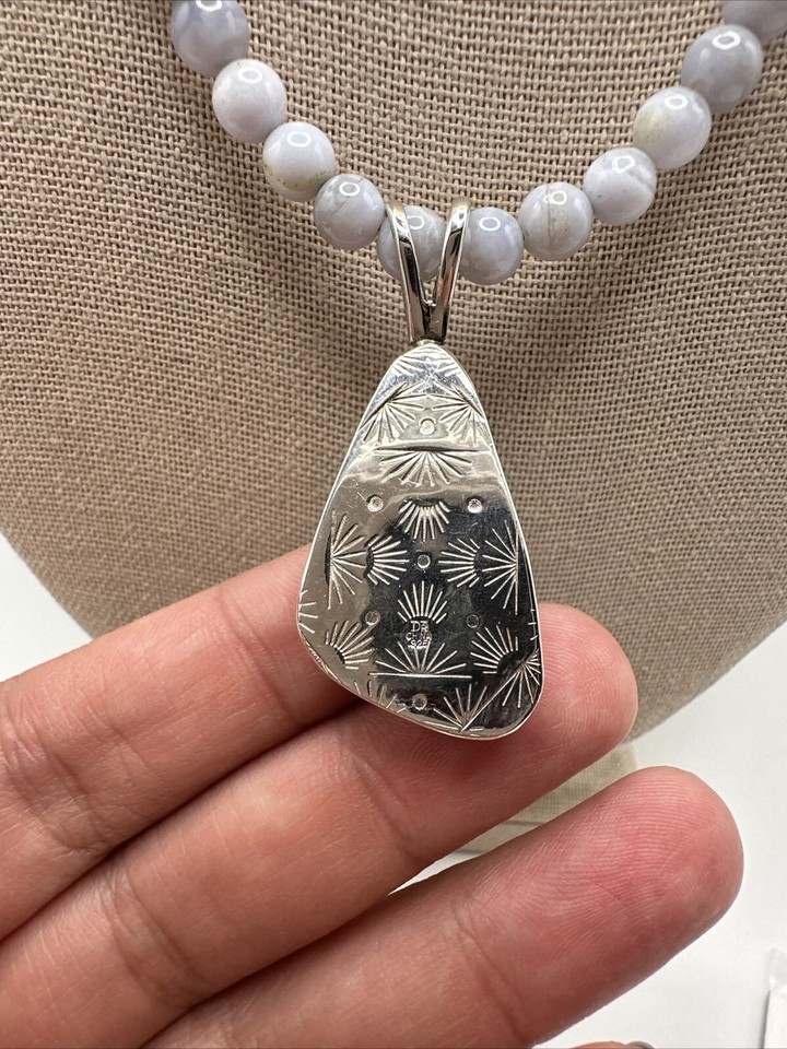 Jay King Blue Lace Agate Sterling Silver Necklace & Pendant | eBay