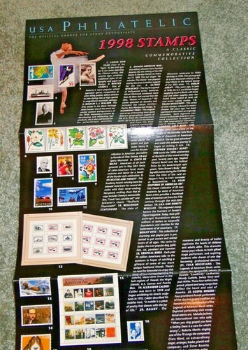 USPS USA PHILATELIC 31 x 11" PROMOTIONAL 1998 STAMP POSTER | eBay