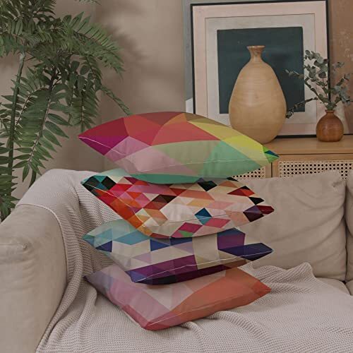 4 Pack Colorful Geometry Throw Pillow Covers Cases Square Decorative ...