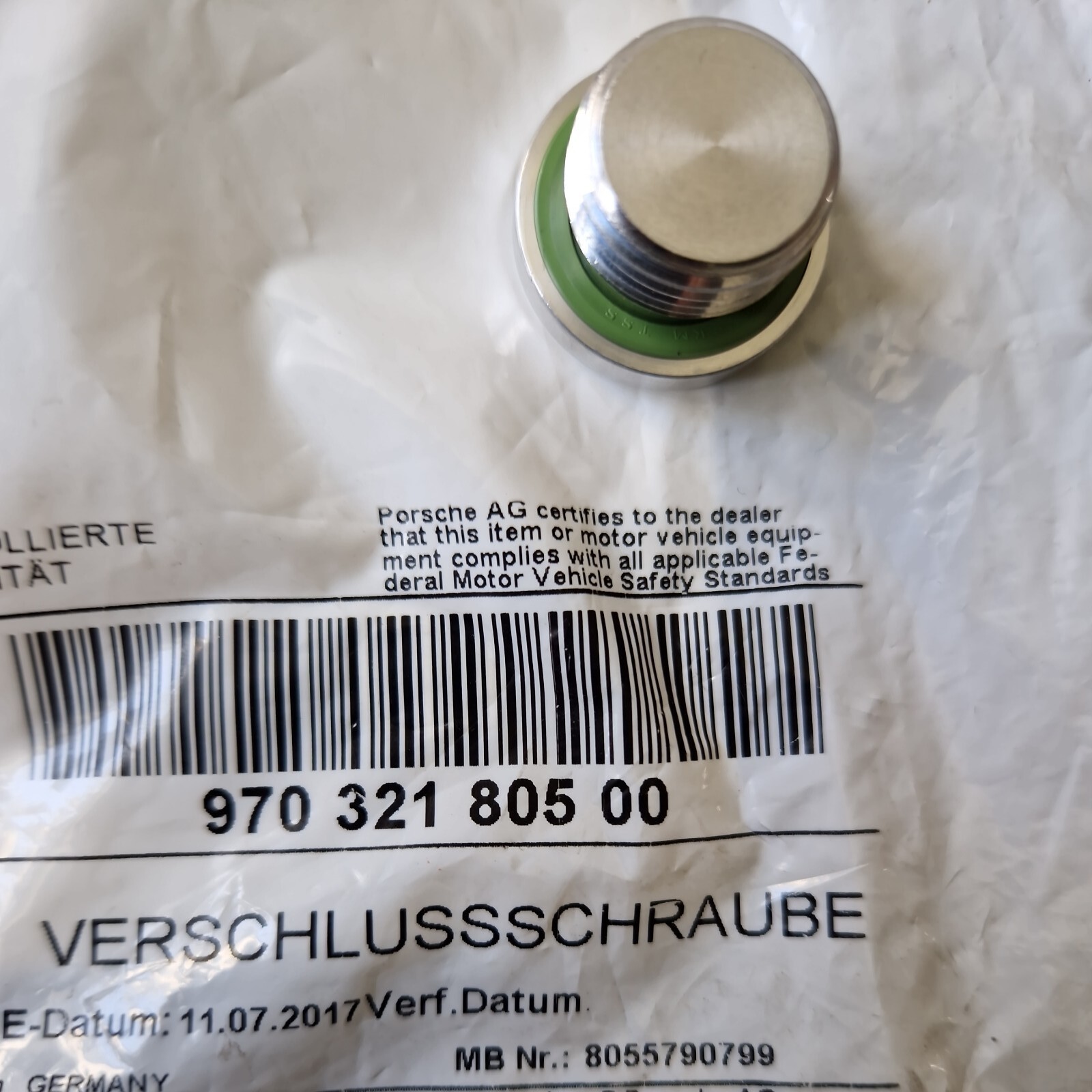 Genuine Porsche Panamera 970 turbo gearbox Screw plug 97032180500 ...