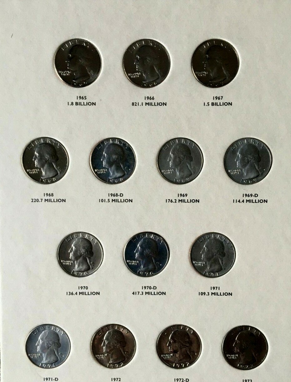 1965-1998D WASHINGTON QUARTER SET 2 VOLUMES LITTLETON FOLDERS, HQ ...