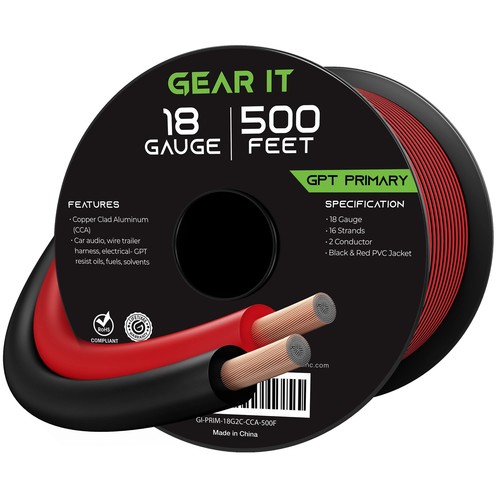 18 Gauge Wire 500ft Black/red Gpt Automotive Primary Bonded Wire Copper ...