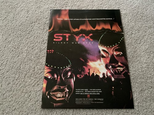 STYX 1983 KILROY WAS HERE LP ORIGINAL PRINT POSTER TYPE AD A&M RECORDS ...