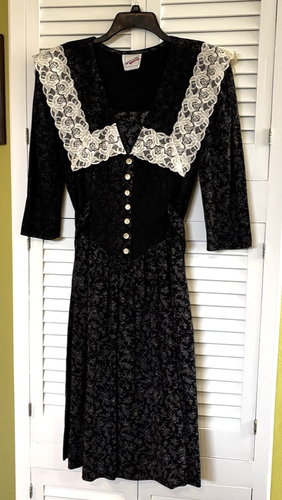 Vintage Britland Dress Sz L ? Basque Waist Floral Midi Goth Modest ...