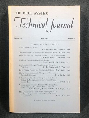 Vintage Bell System Technical Journal 1971 Circuits Electrical Monte ...