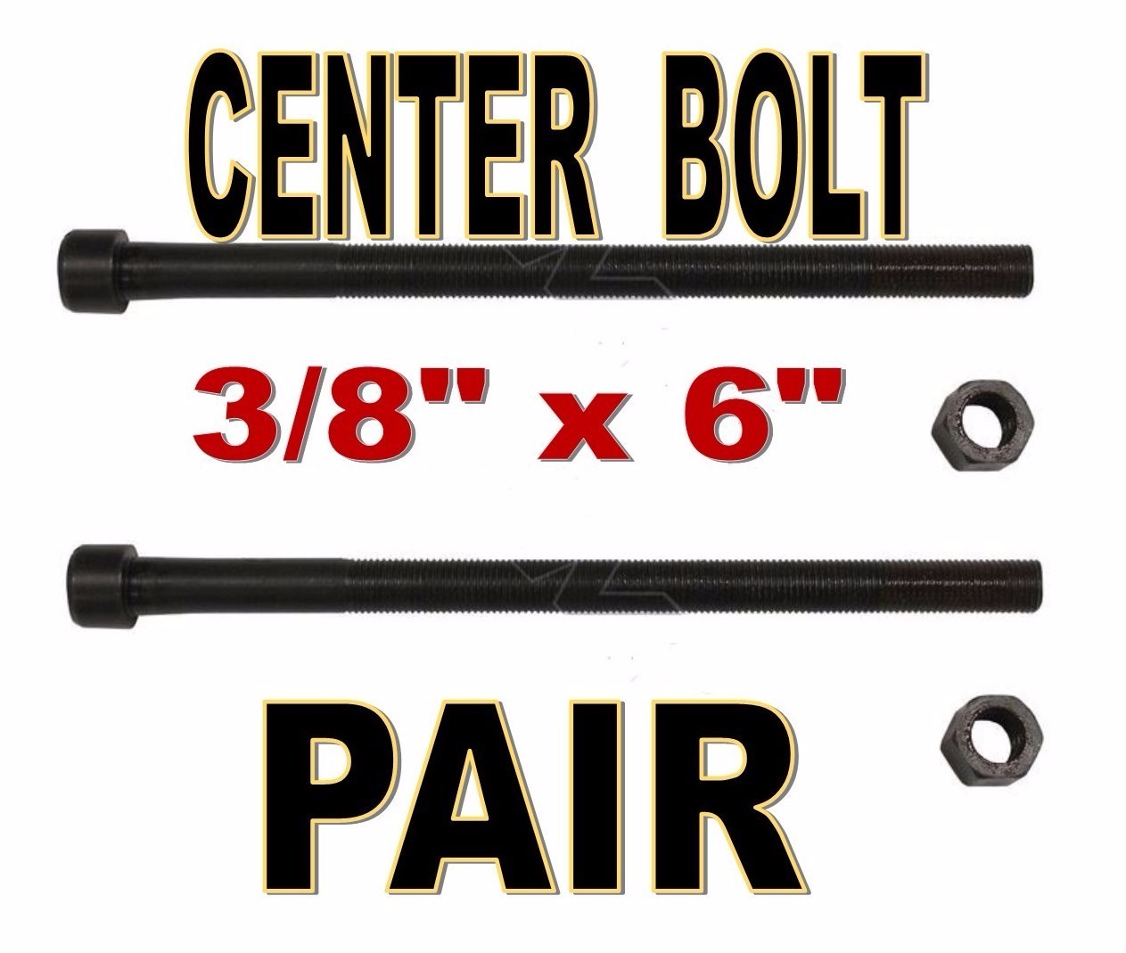 Leaf Spring Center Bolt Pin - 3/8 x 6 (PAIR) Fine Threaded Leaf Bolts ...