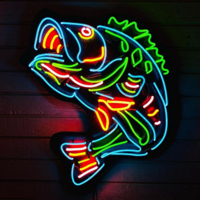 Strange Fish Glass Neon Sign Light Store Game Room Wall Hanging Artwork ...