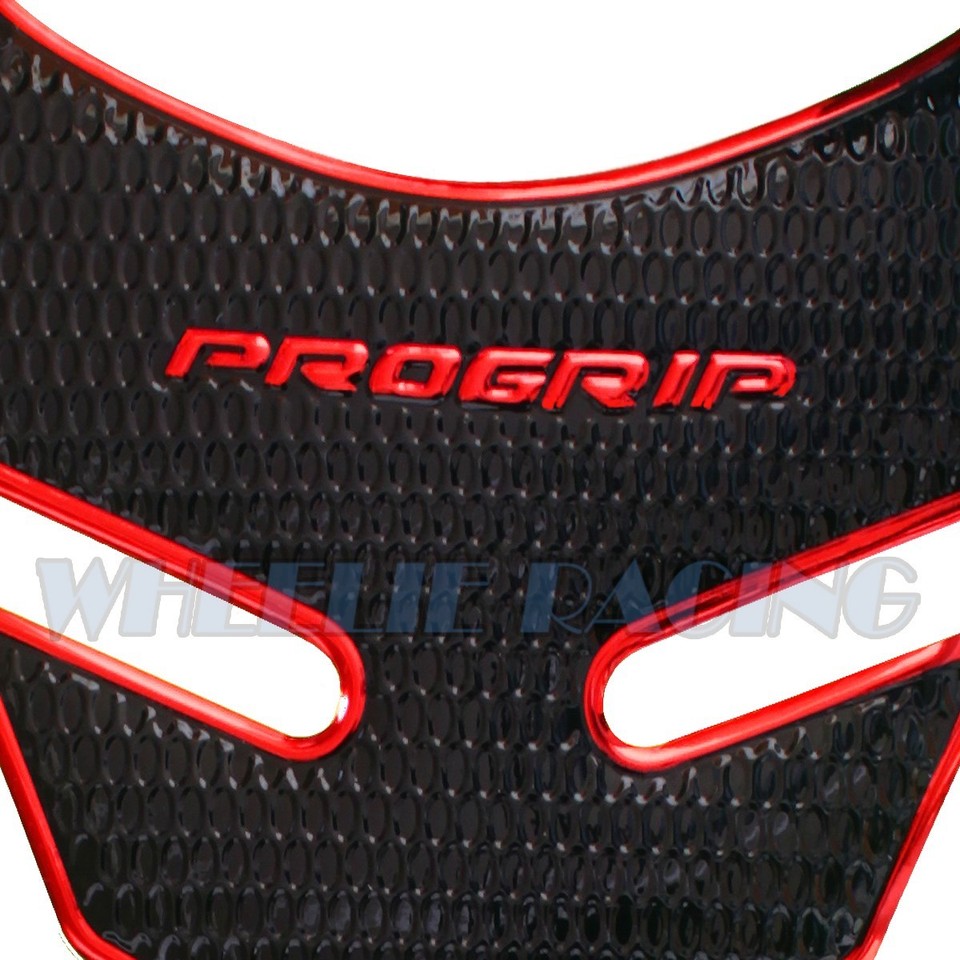 CHROMED RED PRO GRIP TANK PAD+CARBON LOOK GAS CAP COVER 04-17 GSXR-600 ...