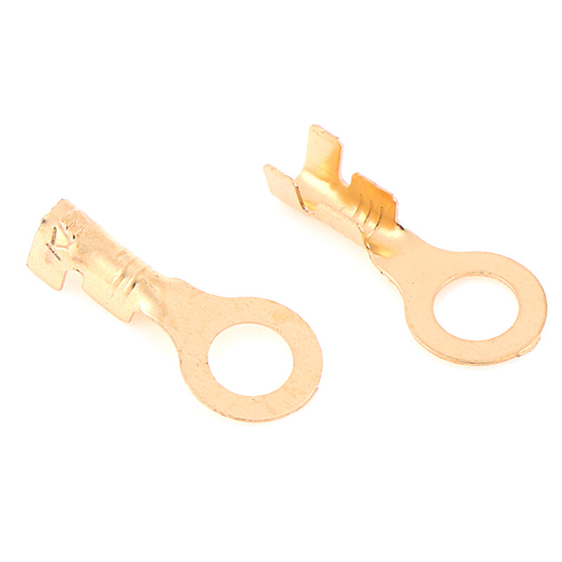 100Pcs 4.2mm Gold Brass Round Terminal Power Supply Wire Connector J ...