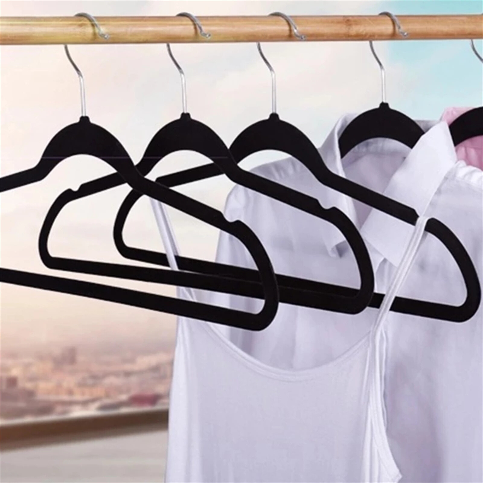 UP 100X BULK Flocked Velvet Clothes Hangers Coat Nonslip Hanger Slim ...