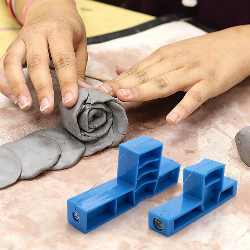 2X(2Pc Angle Cutting Clay Tool and Wire Bevel Cutter Clay Trimming Tool ...