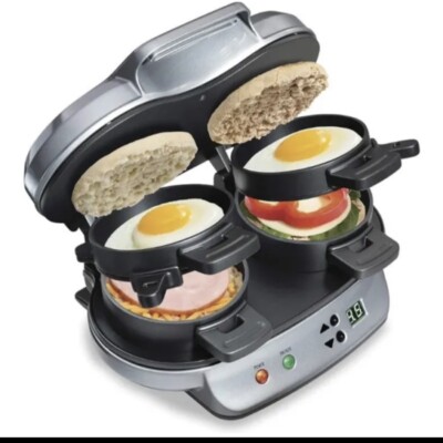 Hamilton Beach Dual Breakfast Sandwich Maker w/Timer, Silver (25490A ...