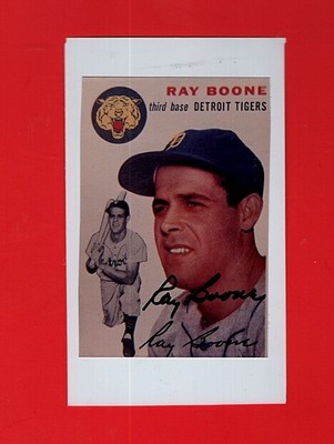1954 RAY BOONE-DETROIT TIGERS AUTOGRAPHED COLOR SEMI-GLOSS PHOTO ON 3X5 ...