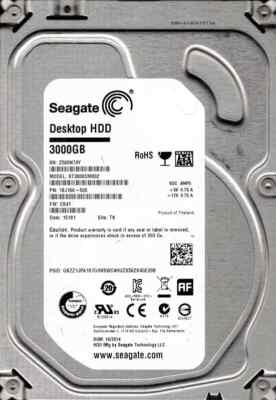 Seagate Desktop HDD ST3000DM002 3TB 64MB Cache SATA 6.0Gb/s 3.5" SED ...