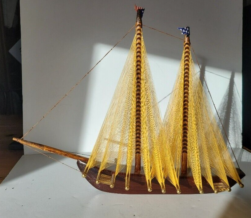 Vintage String Art Ship Figure Mast Sailing Ship | eBay