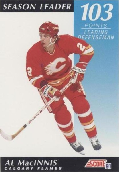 1991-92 Score - Season Leader Canadian English #299 Al MacInnis for ...