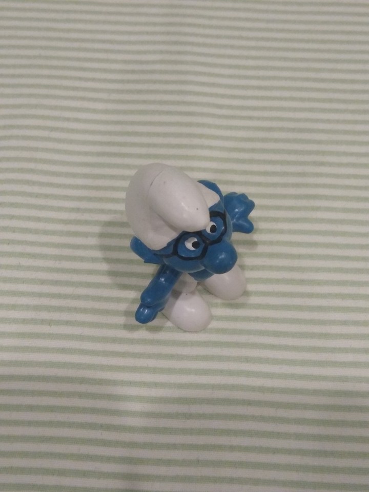 Smurf Figure Brainy 1969 Nerd Geek Genius Black Glasses Vintage Smurfs ...
