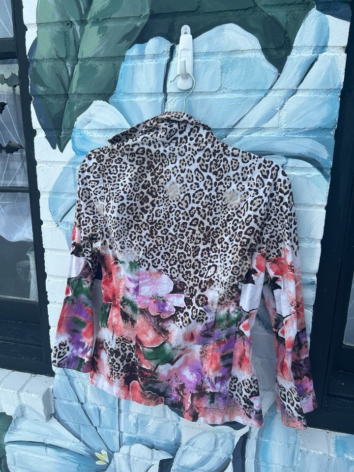 Mishca Vintage 90s Cheetah Floral Top Size Medium Y2K | eBay