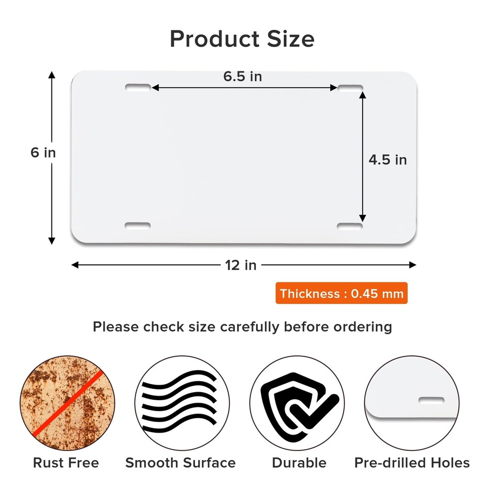 4 Pcs Sublimation License Plate Blanks, Aluminum Metal Car License ...