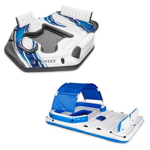 Intex Pool Floats 26.5"Hx112"W Pvc Island Lounge N' 6-Person Pool Raft ...