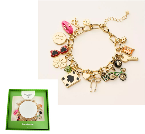NEW IN HAND Kate Spade Target 7.5" Novelty Chunky Charm Bracelet Link ...