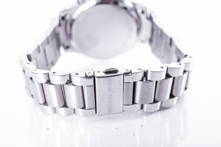 Nuevo Michael Kors Brinkley Color Plata,Cristal,Glitz ,Cronómetro Reloj ...