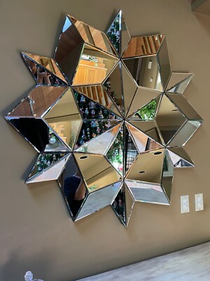 Venetian Three-Dimensional Star Shaped Wall Mirror with Clear Angled ...