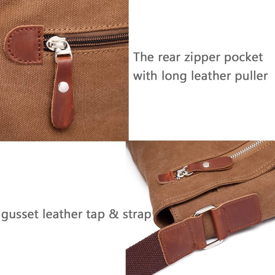 13 Inch Vintage Men'S Canvas Messenger Bag Laptop Shoulder Satchel ...