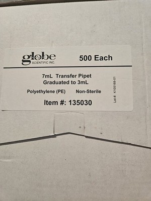 Globe 7ml Transfer Pipet Graduated To 3ml 500 Count | eBay