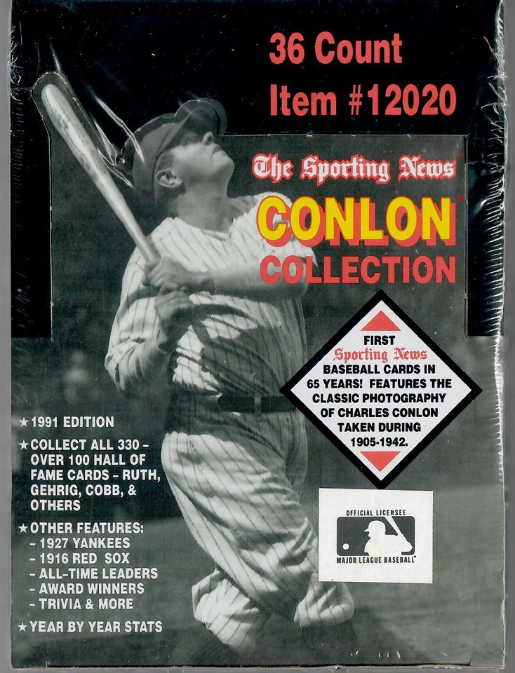 1991 Conlon Collection Factory Sealed Box with 36-Packs of Baseball ...