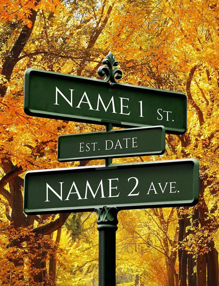 Sign Couple's Name and Date on Street Sign Matte Canvas Lovers ...
