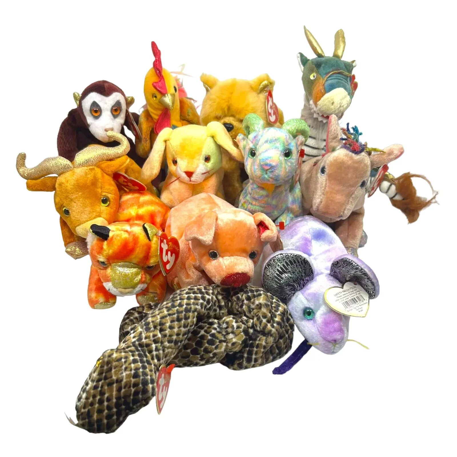 Ty Beanie Babies Chinese Zodiac Complete Set Of 12 ...NEW with Mint ...