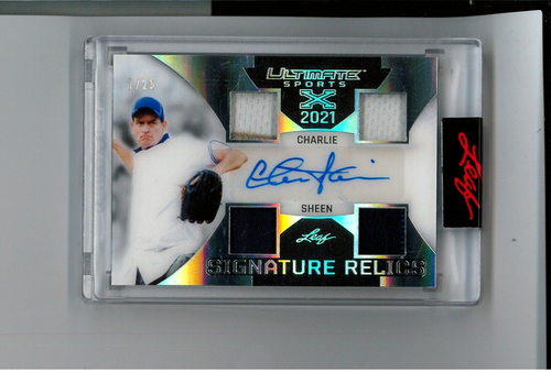 Charlie Sheen Autograph #/25 Leaf Ultimate Sports Auto WILD THING Major ...