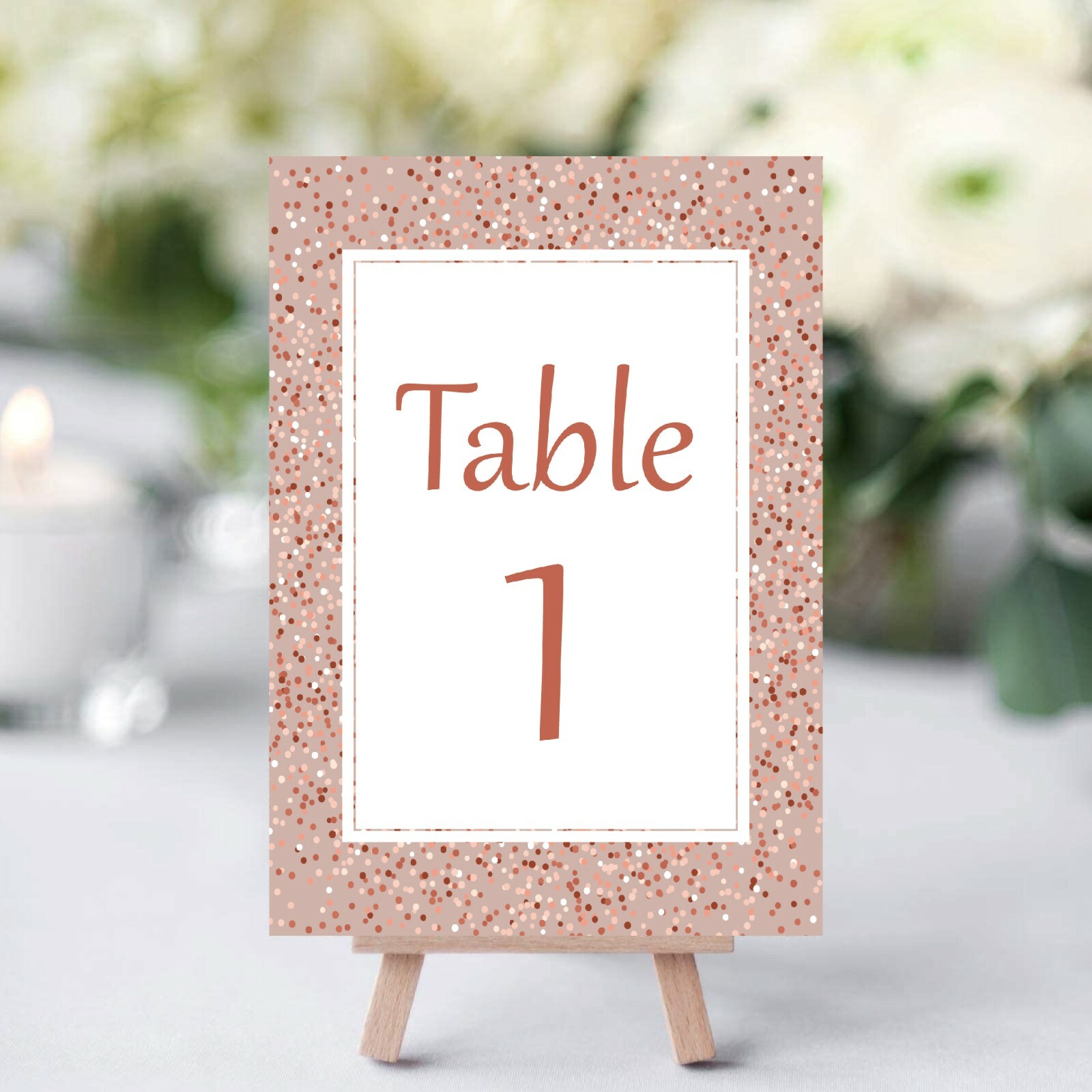 Rose Gold Glitter Effect Table Number Wedding Cards 1 to 10 plus Top ...