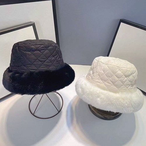 Down Cotton Fisherman Cap Faux Fur Sun Cap Outdoor Plush Bucket Hat ...