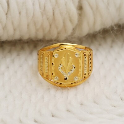 22k Indian Men's Yellow Gold Ring 22k Indian Handmade Party Wear men's ...