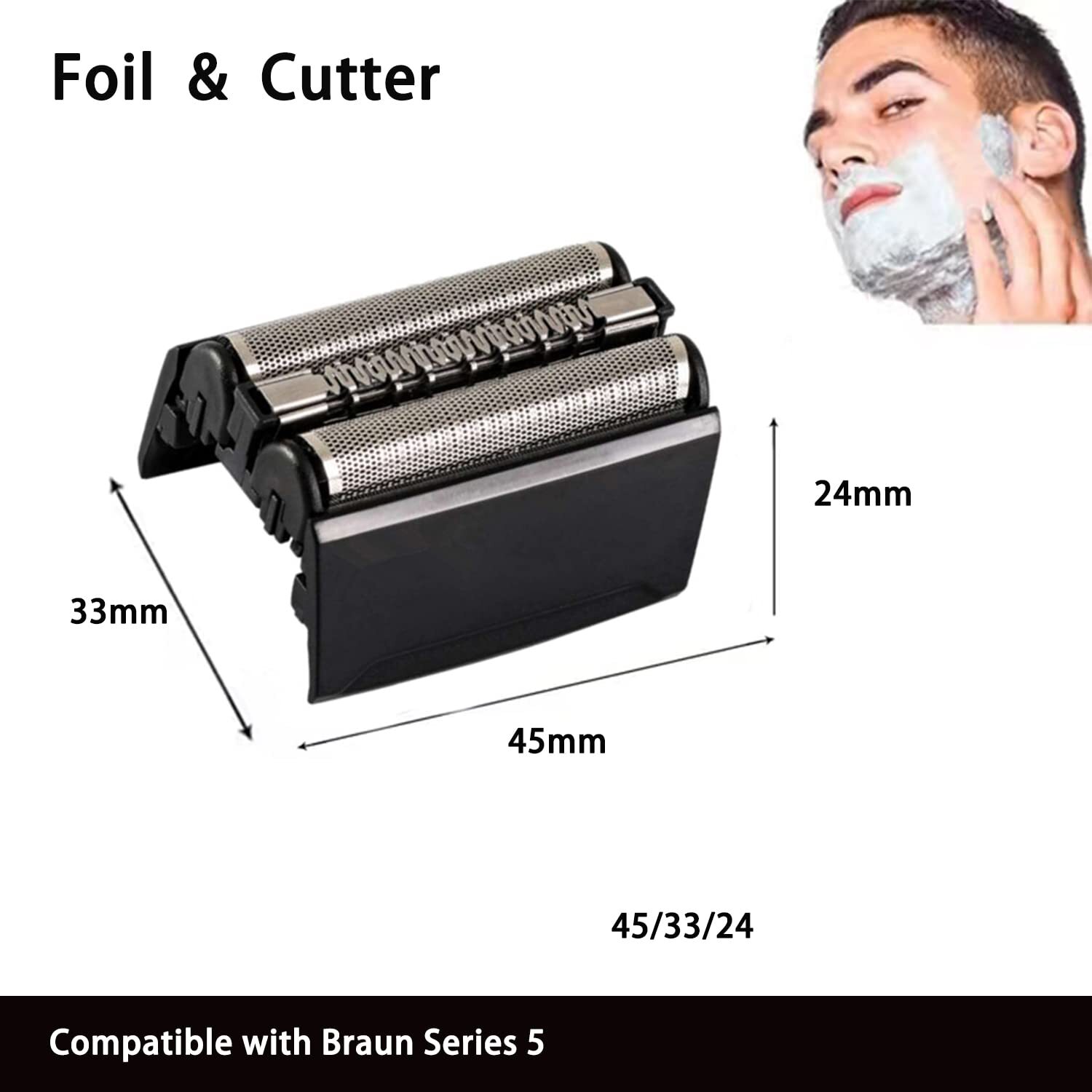 52B Replacement Electric Shaver Foil Cutter For Braun Series 5 Wet&Dry ...