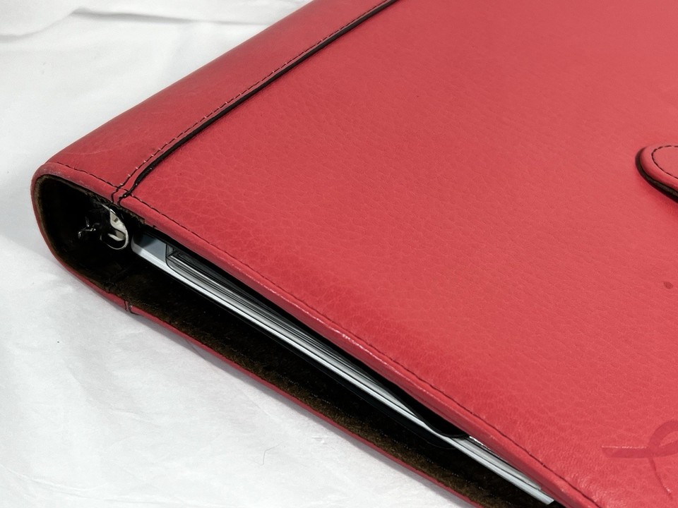 Pink Leather Day-Timer 7 Ring Day Planner -9.5” X 7.5”- Breast Cancer ...