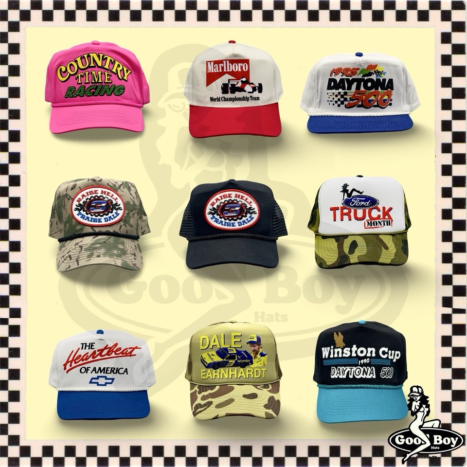 Country Time Racing Hat Vintage Neon Pink Trucker Rope Cap 80s NASCAR ...