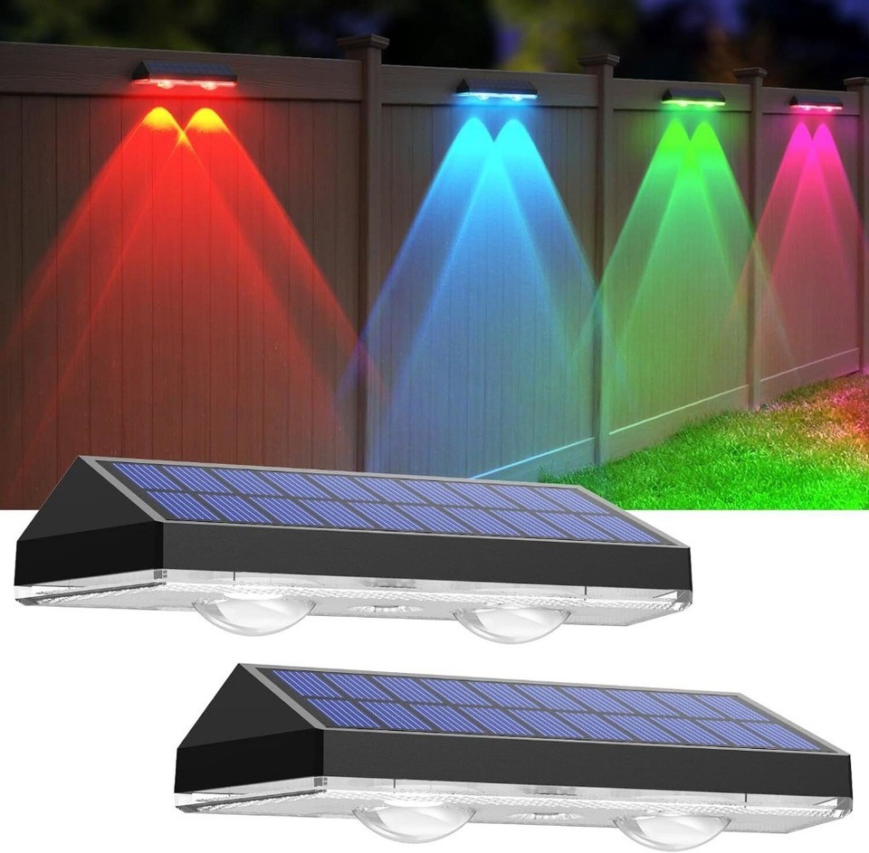 Solar Powered Wall Lights Super Bright LED Outdoor Door Garden Fence ...