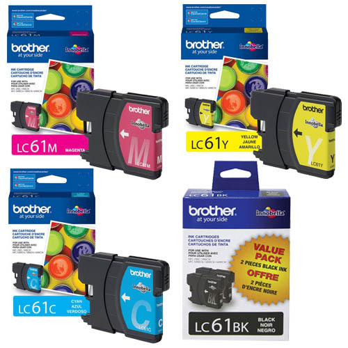 Brother LC61 Black Ink Twin Pack with Standard Yield Color Ink ...