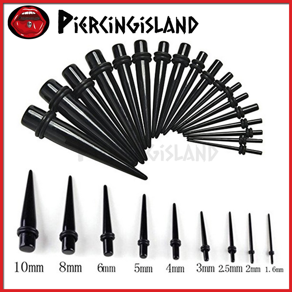 Black Ear Spike Expander Stretcher Tunnel Set Kit Solid Flesh Taper ...