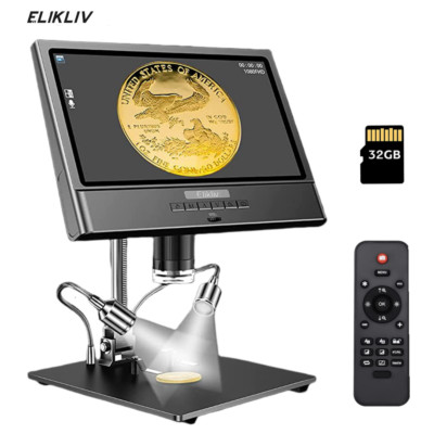 Elikliv Digital Microscope 10'' 12MP 1300X Coin Magnifier with Light ...