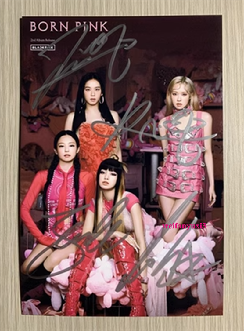 BLACKPINK Autographed Photo Autographs LISA Jennie ROSE Jisoo Hand ...