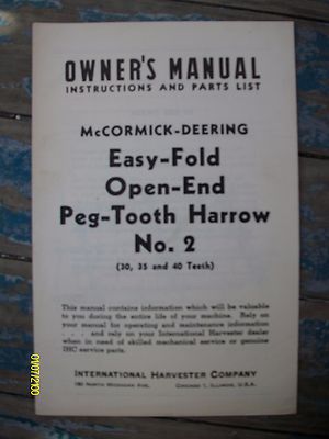 Vintage IH International Harvester Easy Fold Peg Tooth Harrow No. 2 ...