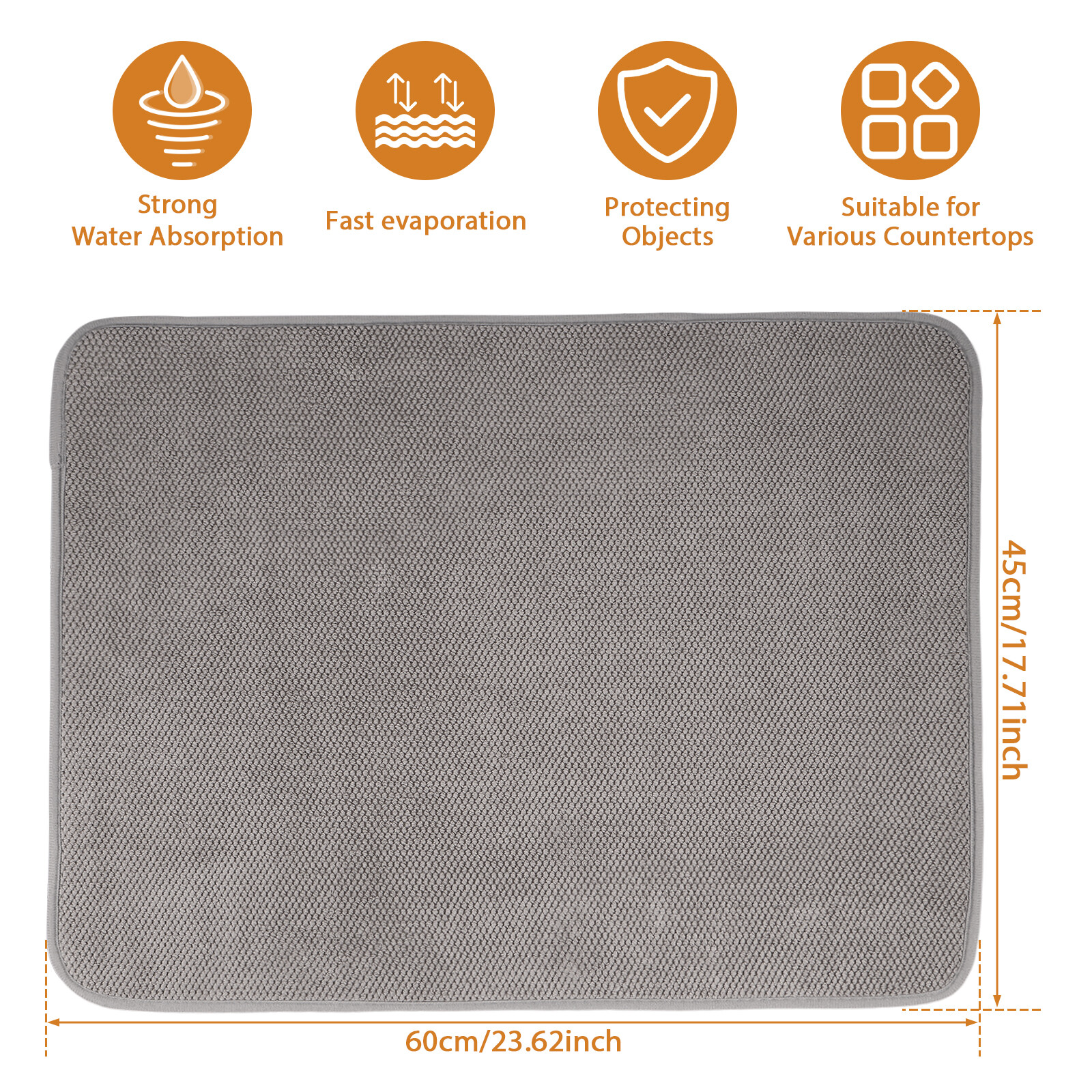 2Pcs Dish Drying Mat Microfiber Kitchen Drying Pad Ultra Water ...